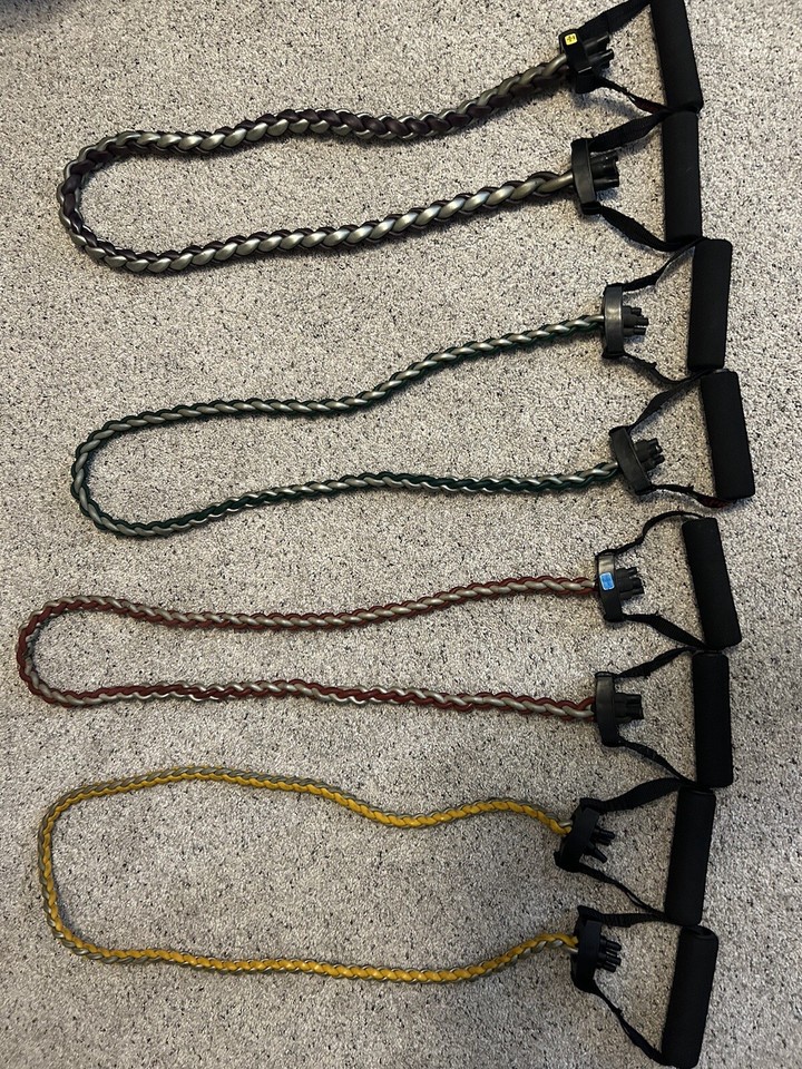 SPRI Braided Xertube Resistance Band Exercise Cords Set. Level 1-4 ...