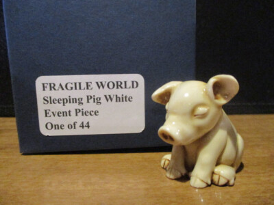 Harmony Kingdom MP's Fragile World Sleeping Pig White Marble Resin ...