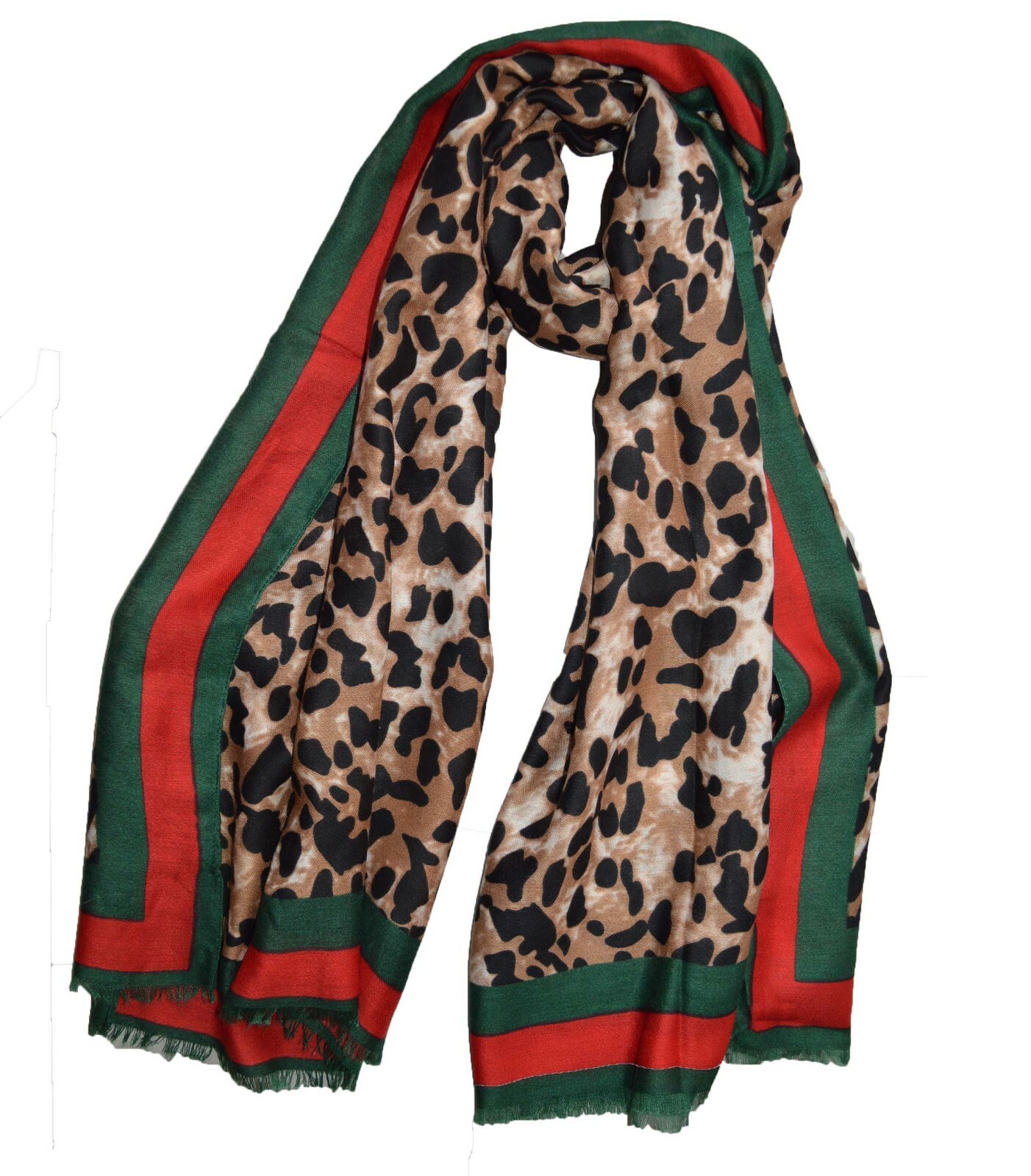 SALE Luxurious soft Leopard print Viscose scarf Colour stripe women ...