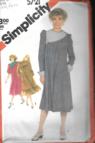 Vintage Simplicity #5721 Misses' Loose Fitting Dress w/Asymetric Yoke ...