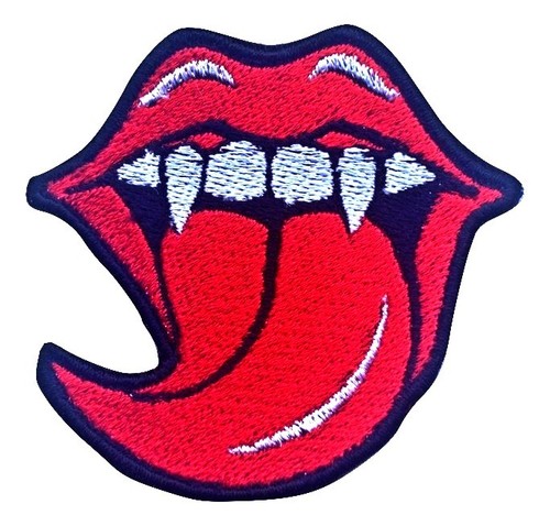 Vampire Tongue Embroidered Patch Iron On Jeans Jacket Badge Rocker Band ...