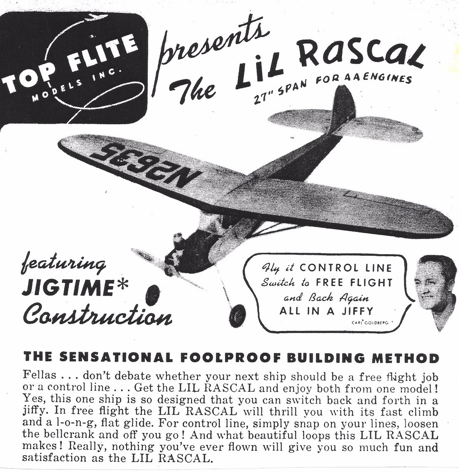 LIL RASCAL PLANS to Build Both a 27" & a 36" UC / FF / RC 1/2A Model ...