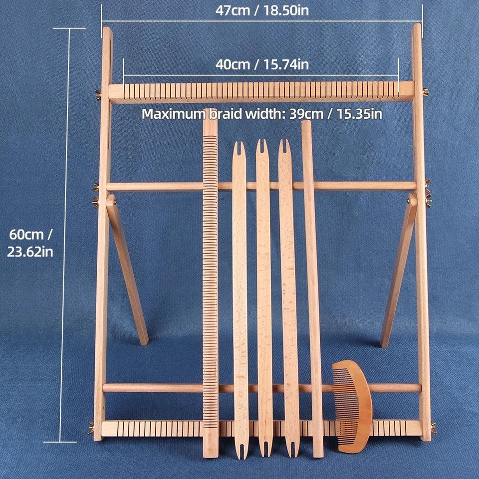 Large Solid Beech Wood Weaving Loom Kit-Foldable Adjustable Woven Wall ...