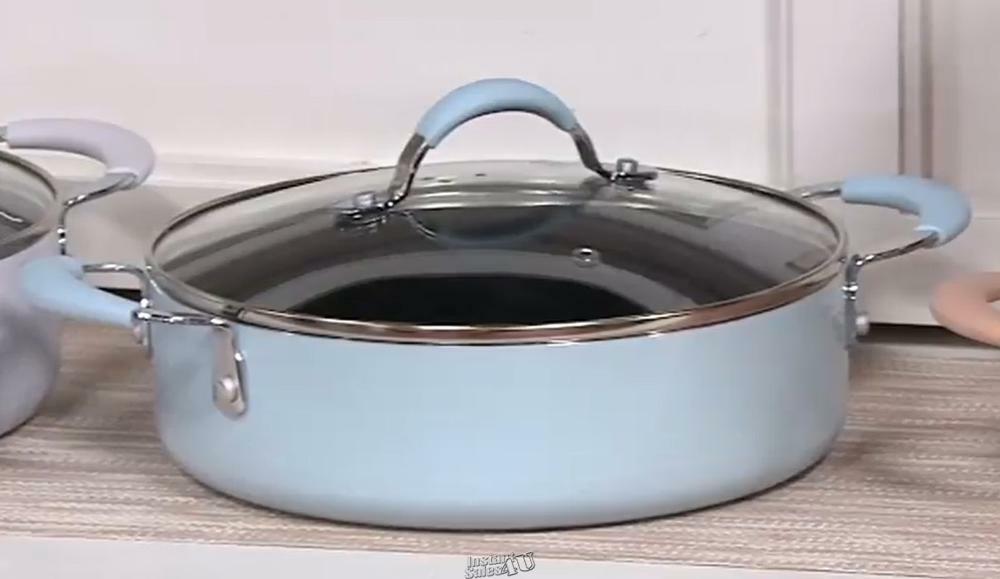 Goodful 4-Piece 3qt 5qt Hammered Stainless Steel Nonstick Blue Pots ...