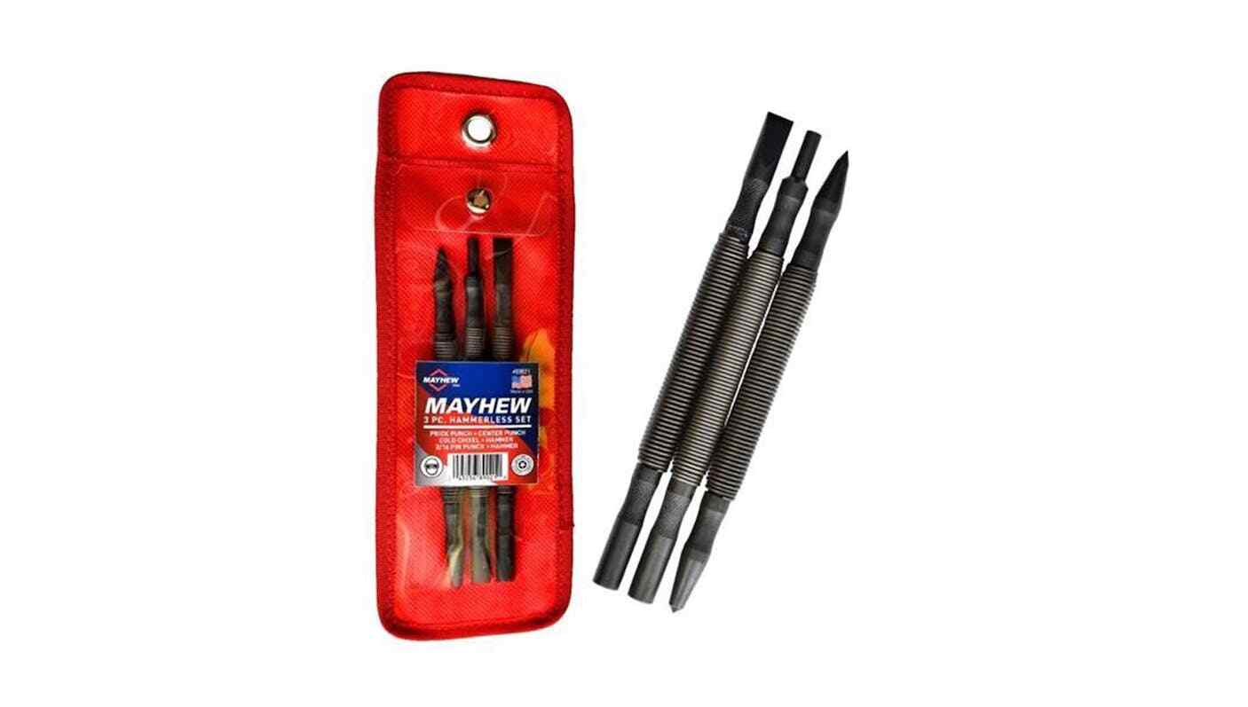 Mayhew 89021 3-Pcs Spring Loaded Hammerless Metalworking Punch & Chisel ...