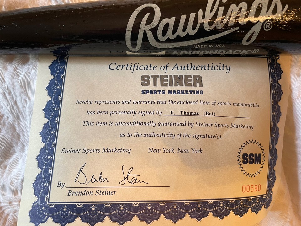 FRANK THOMAS Black Rawlings BIG STICK Autographed Baseball Bat Steiner ...
