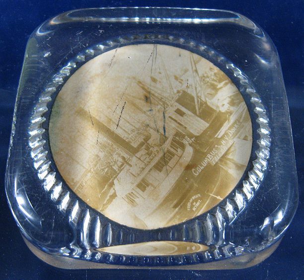 Antique Glass Paperweight With Photo Columbus & HV Docks Toledo, OH | eBay