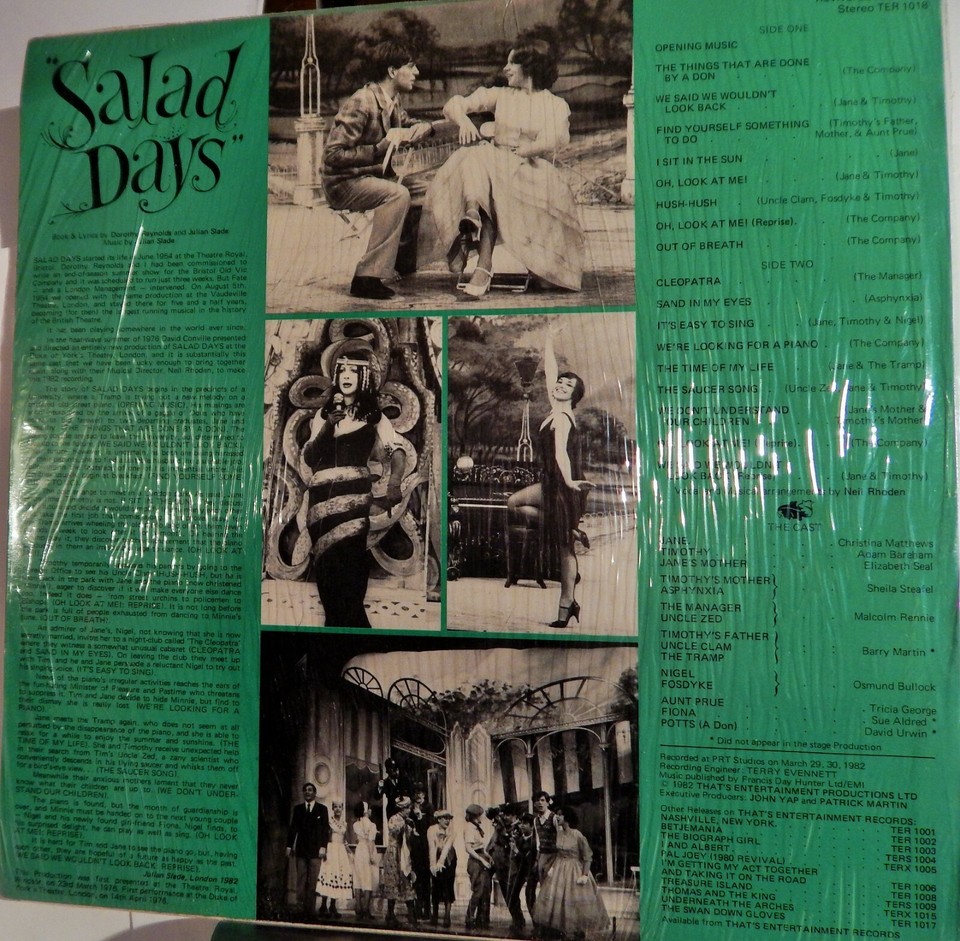 SALAD DAYS (1982 JULIAN SLADE) MINT ORIGINAL LONDON CAST LP ELIZABETH ...