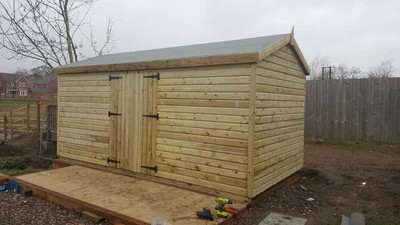 16X8 APEX SHED EXTRA HEIGHT ROOF 13MM TAN 2X2 CLS FRAME 19MM T/G FLOOR ...