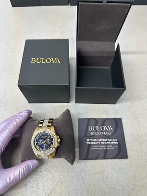 Bulova Men's Crystal Stainless Steel Watch - 98C128 42429551329 | eBay