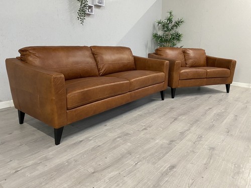 John Lewis BAILEY Style Leather 3 Seater + 2 Seater Sofa Set, Tan - RRP ...