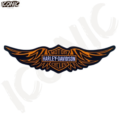 Harley Davidson Orange Wing logo 15" x 4" Embroidered patch Iron On ...