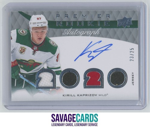 2020-21 UD Premier Rookie Auto Patch Vertical Kirill Kaprizov Auto /25 ...