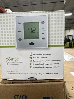 Cor 5C Programmable Thermostat (WiFi Enable) Set Up Using Mobile App ...