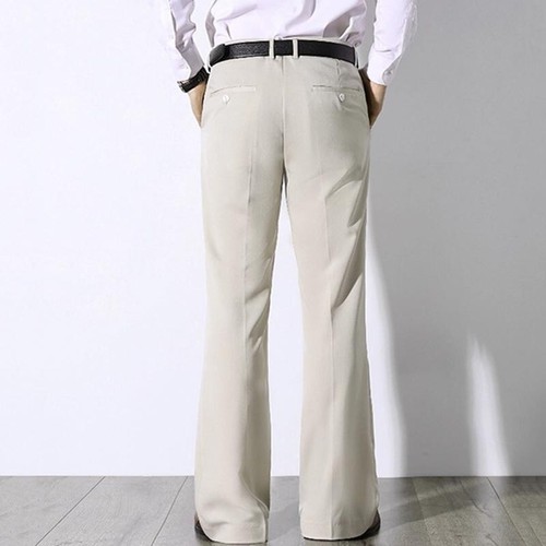Men Stretch Pants Bell Bottom Flared Pants Slim Formal Business Bootcut ...
