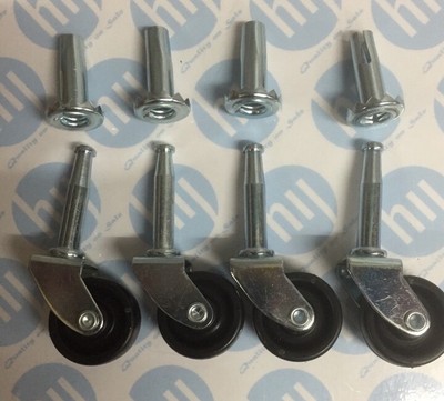 4 x SMALL SWIVEL CASTOR WHEELS 30mm EASY FIT SOCKET FIX Stem Furniture ...