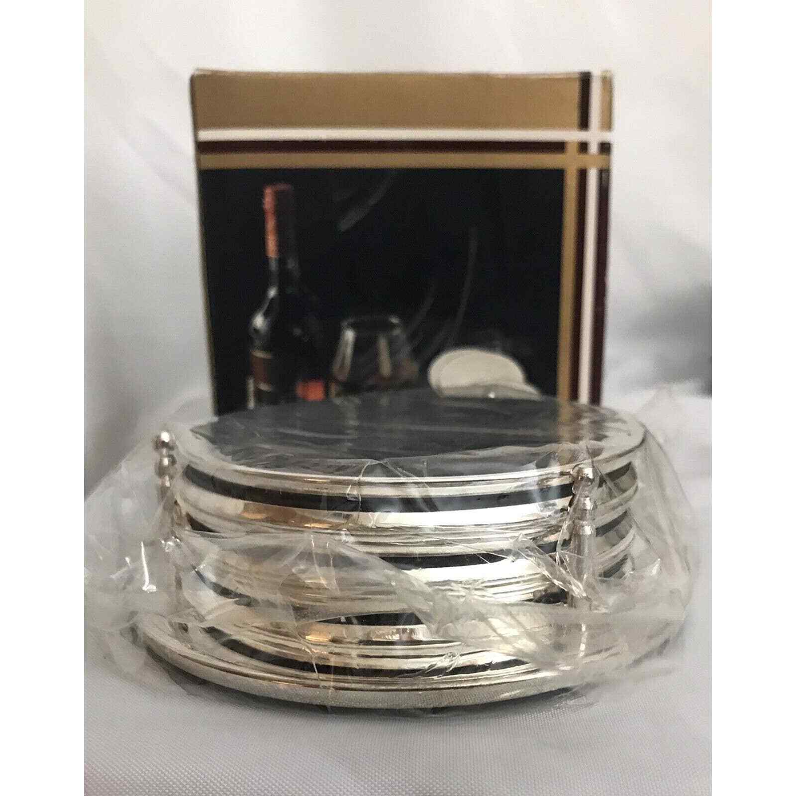 Stackable Coaster Set - Silver, 6 Coasters With Holder. Ducks On a Pond ...