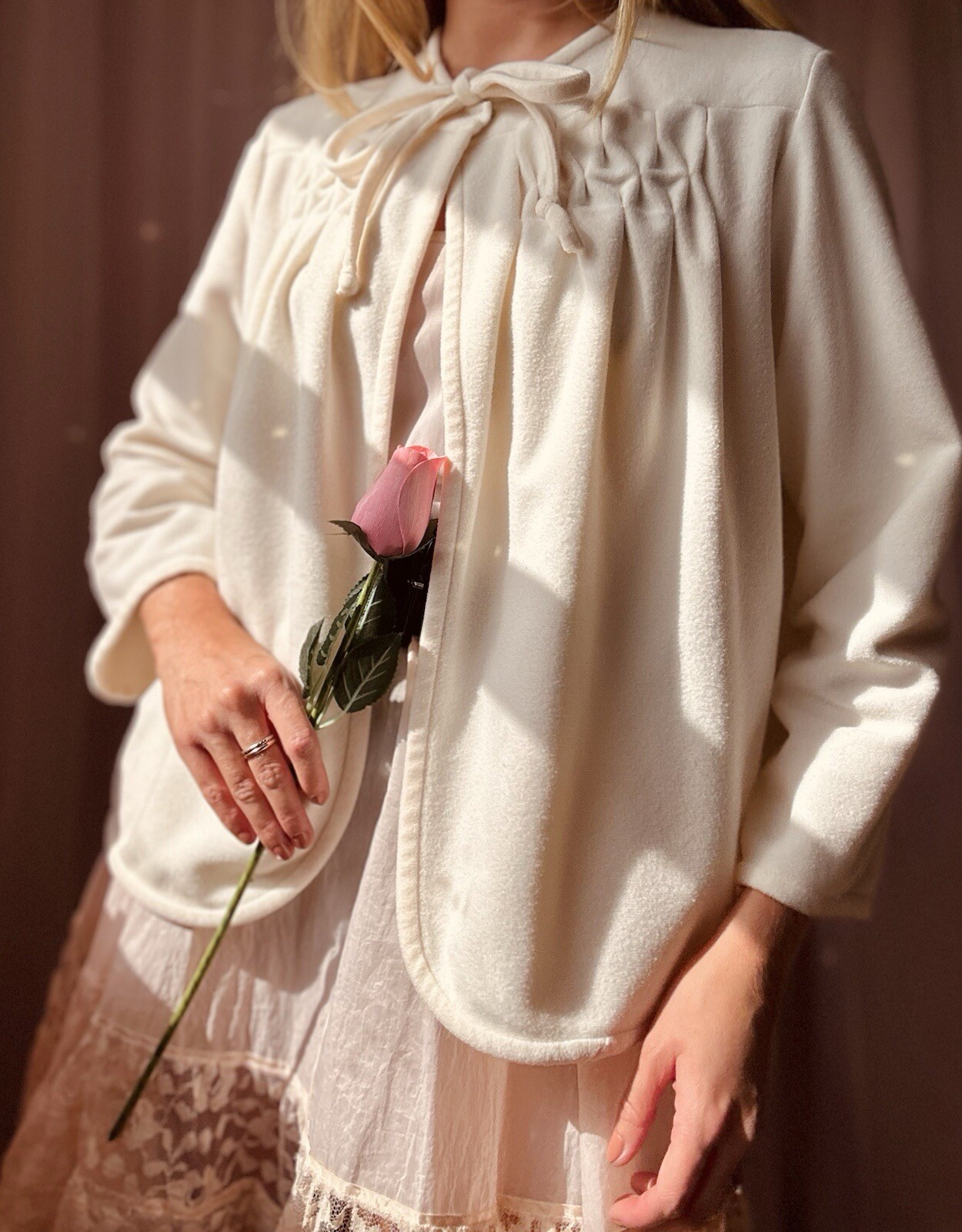 1960s Cream Pleated Bed Jacket - Gem