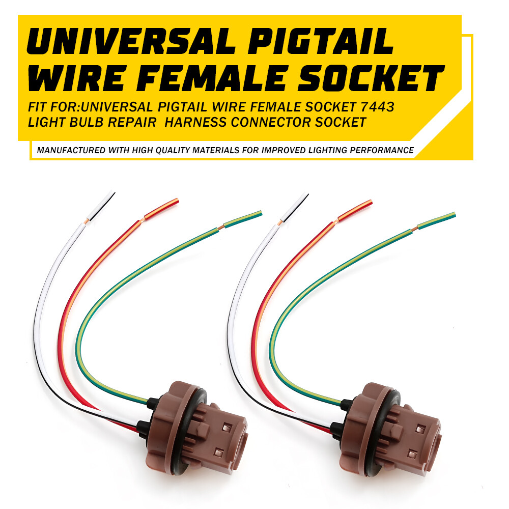 Pigtail Wire Socket Female 7443 Harness Two Turn Signal Lamp Universal ...