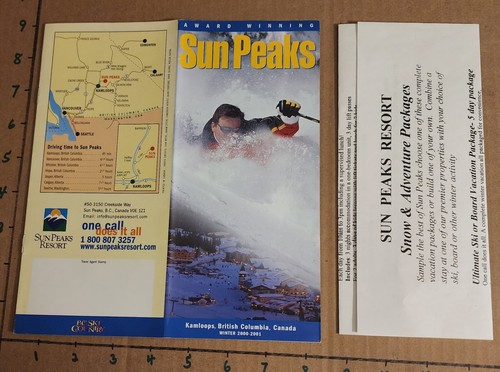 2000/01 SUN PEAKS SKI RESORT 12P BROCHURE W/TRAIL MAP CANADA. MINT ...