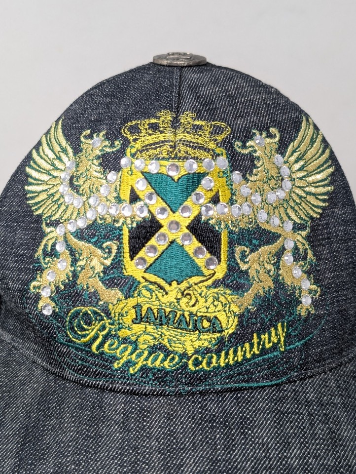 Vintage Kanji Trucker Mesh Hat Jamaica Reggae Country Rhinestone Y2K ...