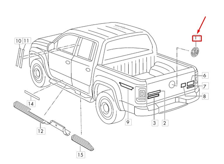 VW AMAROK Rear Lid Bright Chrome Logo Badge Genuine 2H6853630DPJ | eBay