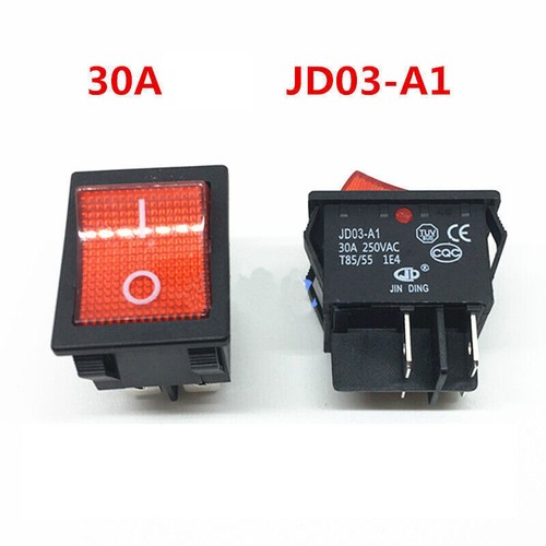 2pcs NEW JIN DING JD03-A130A 250VAC T85/55 1E4 Rocker Switch 4 Pin Red ...