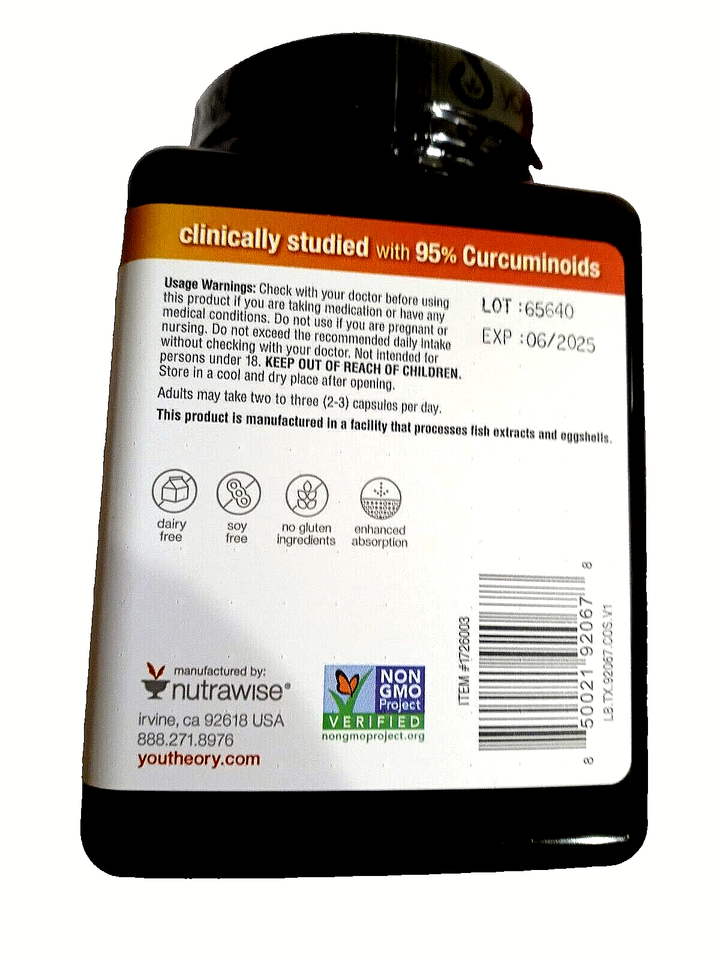 Youtheory Turmeric 2500mg Enhanced Formula 210 Capsules Exp 04/2027 | eBay