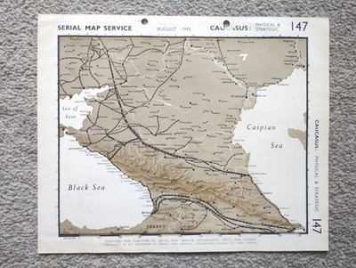 The Caucasus : Physical & Strategic - 1942 Vintage WW2 Serial Map ...