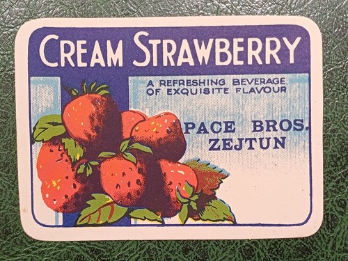 RARE Malta Bottle Label Cream Strawberry Pace Bros Zejtun | eBay UK