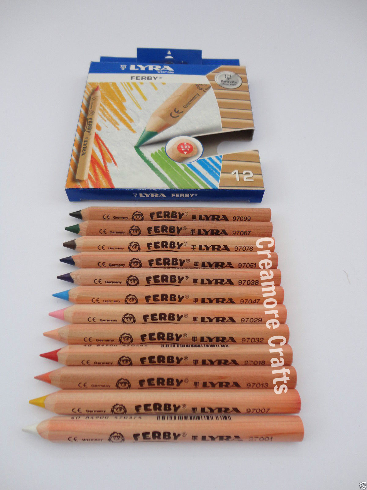 SET OF 12 LYRA FERBY CHUNKY COLOURED PENCILS - TRIANGULAR 12CM - PRE ...
