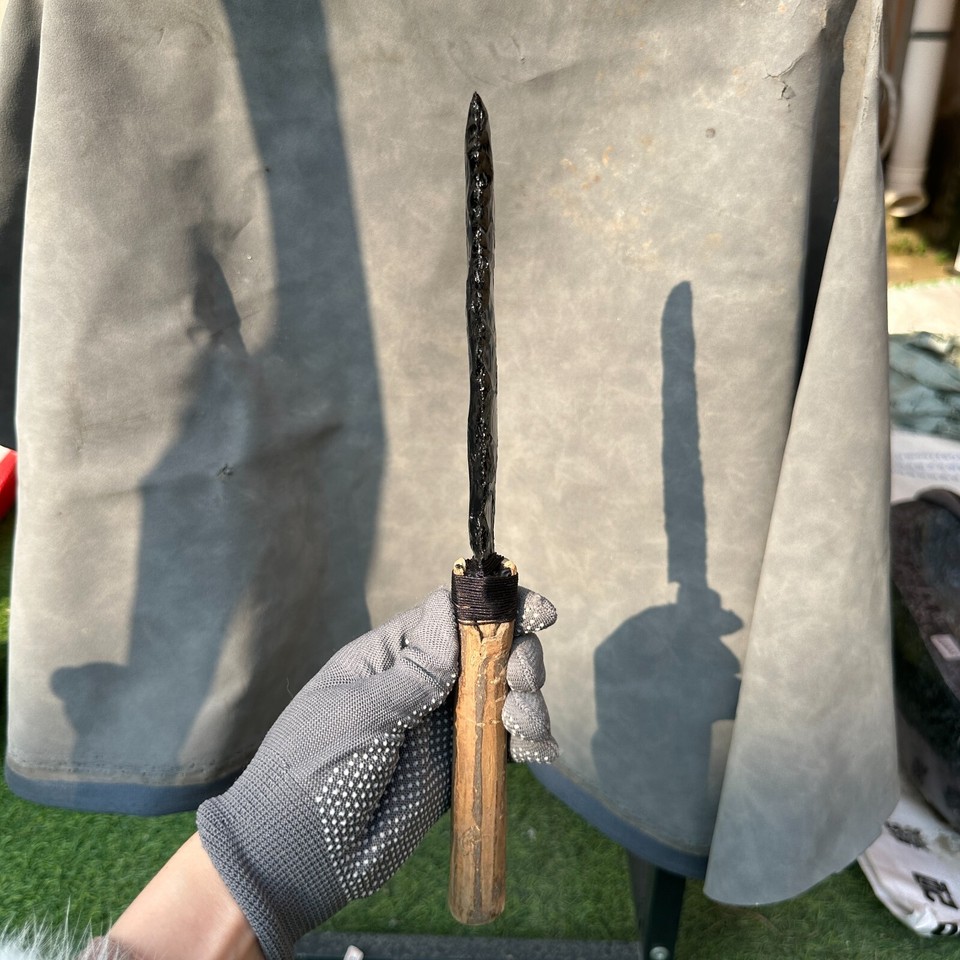 114g Black Obsidian Crystal Knife With Solid Wood Handle | eBay