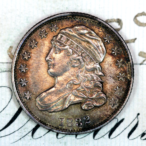 * 1832-P * SOLID+ GEM BU MS CAPPED BUST DIME * FROM ORIGINAL COLLECTION ...