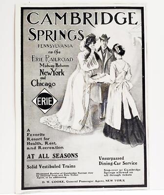1904 Cambridge Springs PA Resort Travel Hotels Erie Railroad Art Print ...