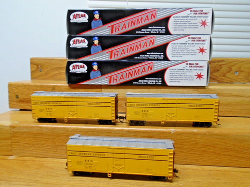 THREE Atlas TrainMaster HO B&O Pacific Fruit Reefers+Metal Whls+Scale ...