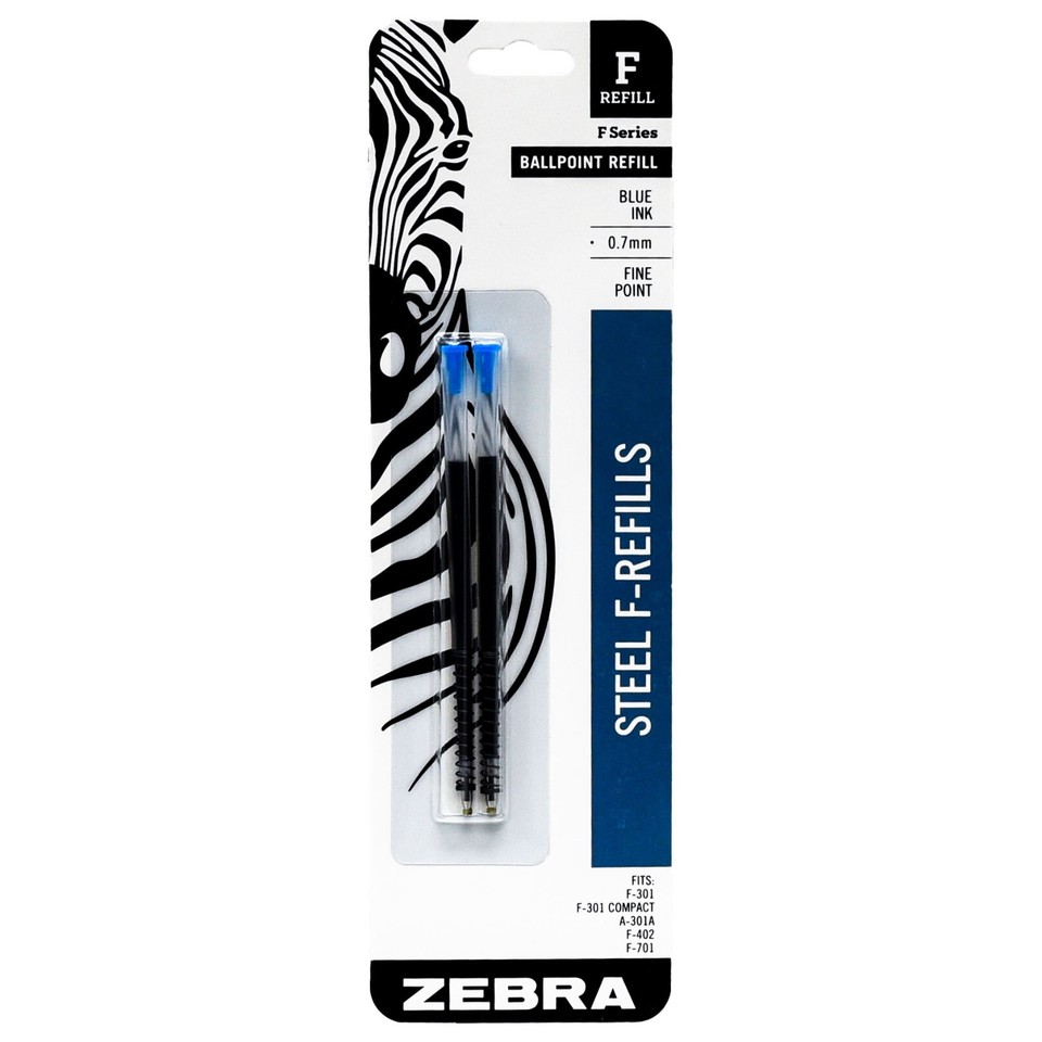Zebra F-301 Retractable Pens With F Refills, Blue Ink, 0.7mm Fine Point ...