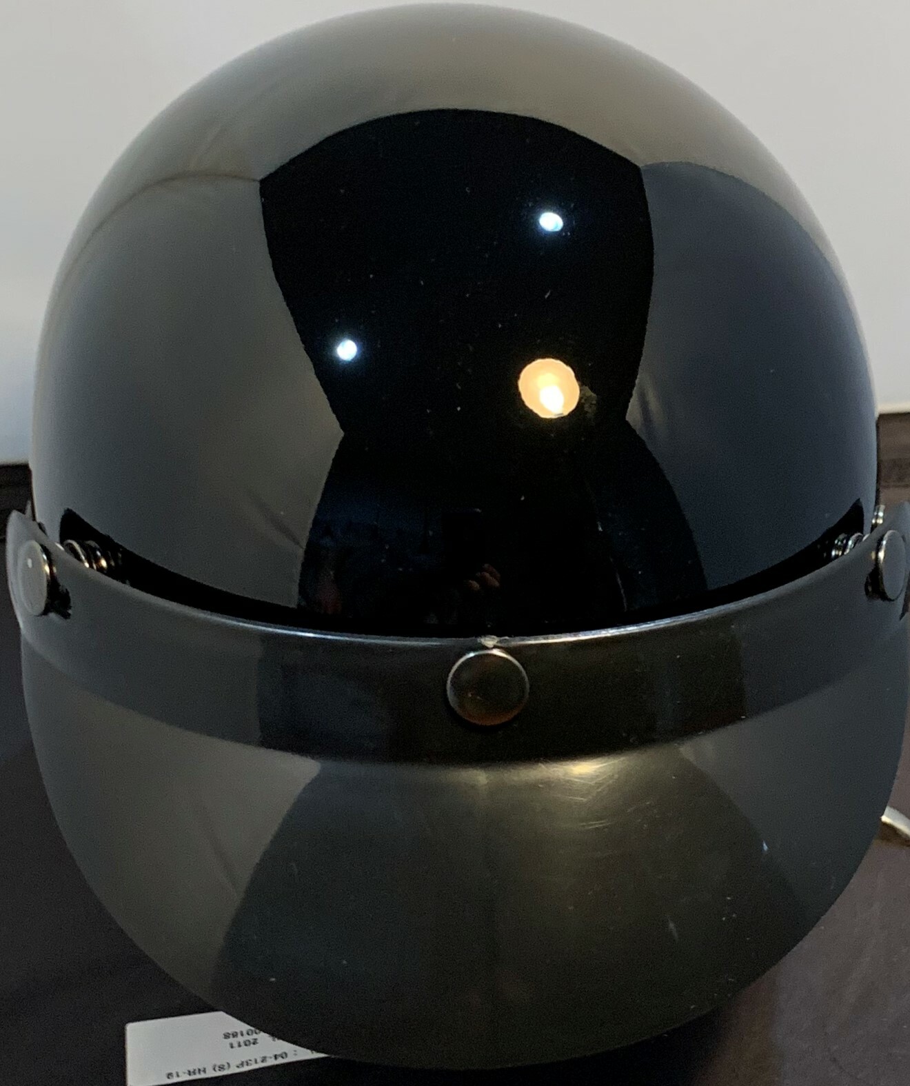 VOSS GLOSSY BLACK BULLET BEANIE WITH VISOR NOVELTY MOTORCYCLE HELMET ...