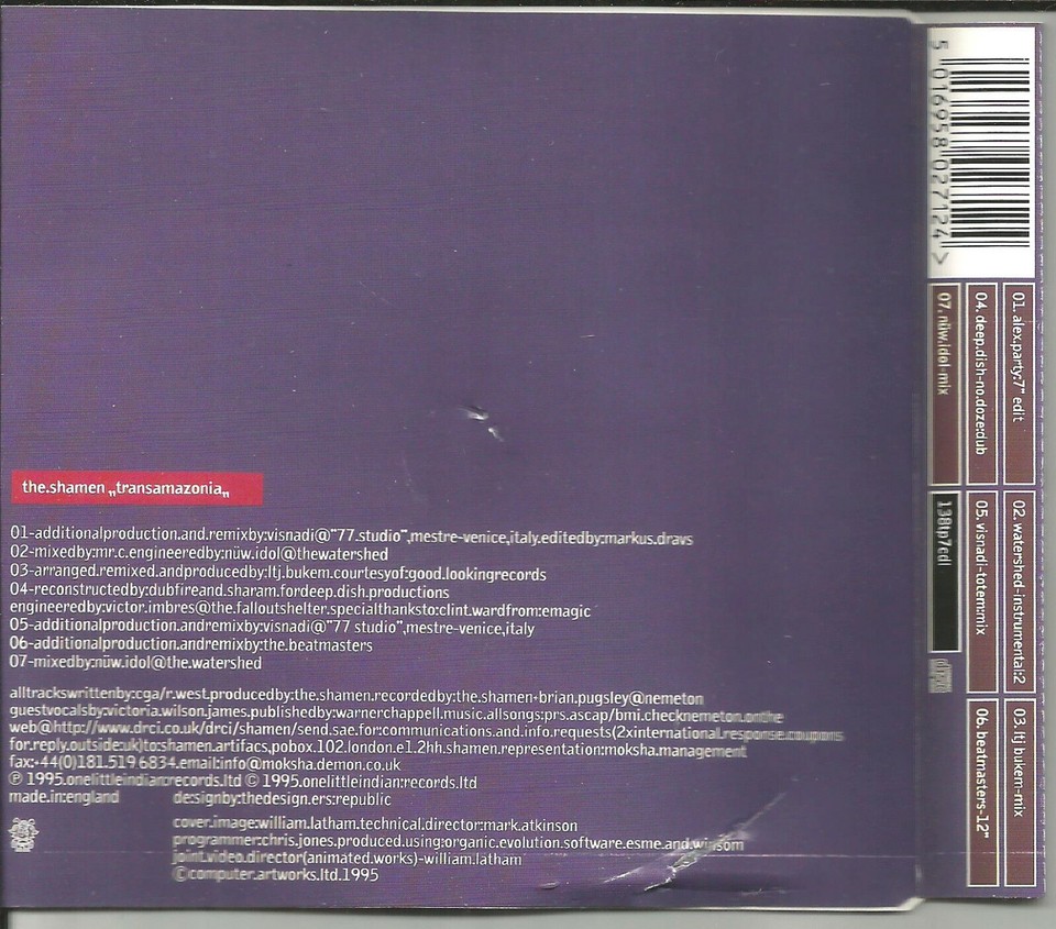SHAMEN Transamazonia 7TRX RARE MIXES & INSTRUMENTAL & EDITS CD Single ...
