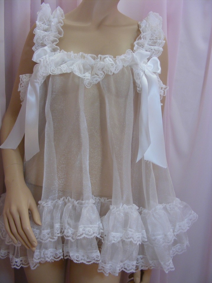 sissy ADULT baby organza babydoll negligee nighty fancy dress maid ...