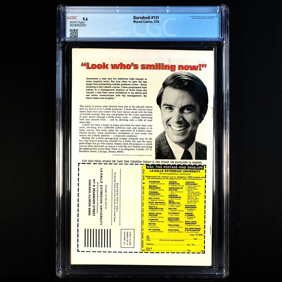 DAREDEVIL #131 🔥 1st appearance & origin BULLSEYE 🔥 CGC 9.6 - WHITE ...