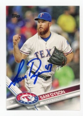 SIGNED BASEBALL CARD AUTO TOPPS 2017 TEXAS RANGERS SAM DYSON #620 | eBay
