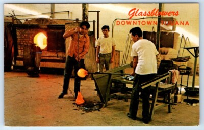 Inco Glass Factory back shop glassblowers TIJUANA Mexico Postcard | eBay