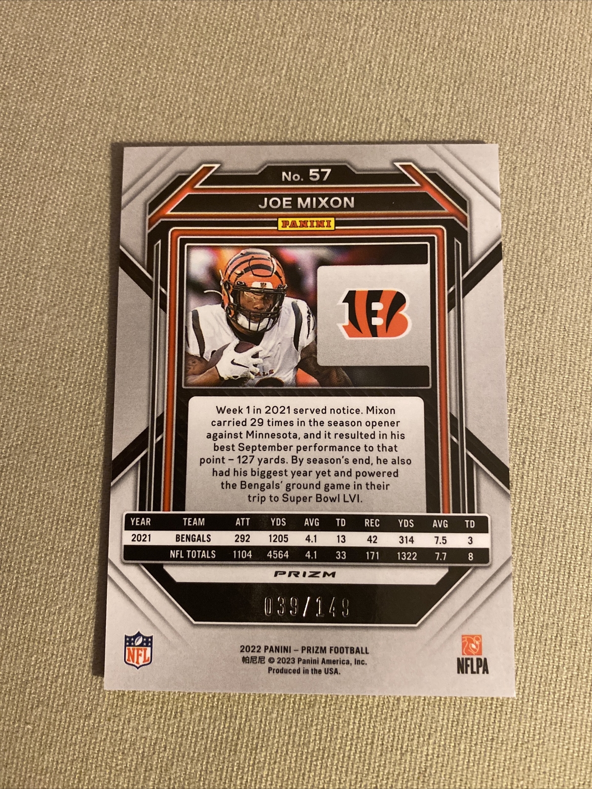 2022 Panini Prizm Joe Mixon /149 Red Wave Cincinnati Bengals #57 | eBay