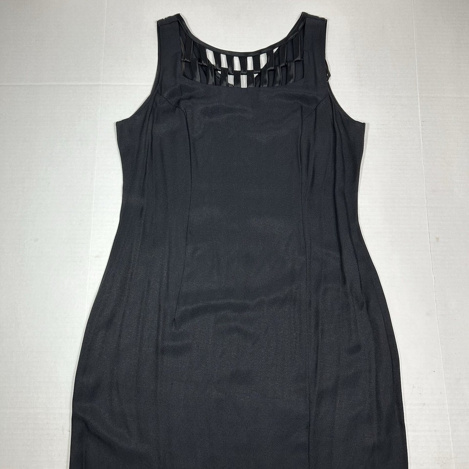 Vtg Betsy’s Things Women Long Evening Dress Black Round Cut Out Neck ...