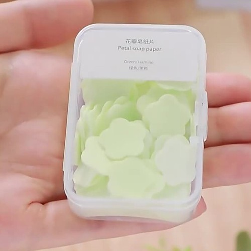 100Pcs/Box Disposable Cute Mini Flower Shape Paper Soap with Box Hand ...