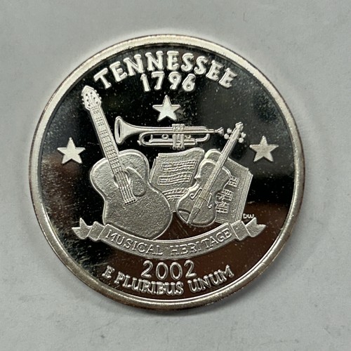 2002 Tennessee Statehood Large Quarter .999 Fine Silver Coin Round 1 ...