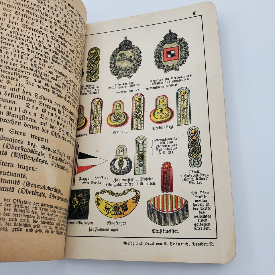 Original WWI WW1 German Saxon Royal Infantry training manual book color ...