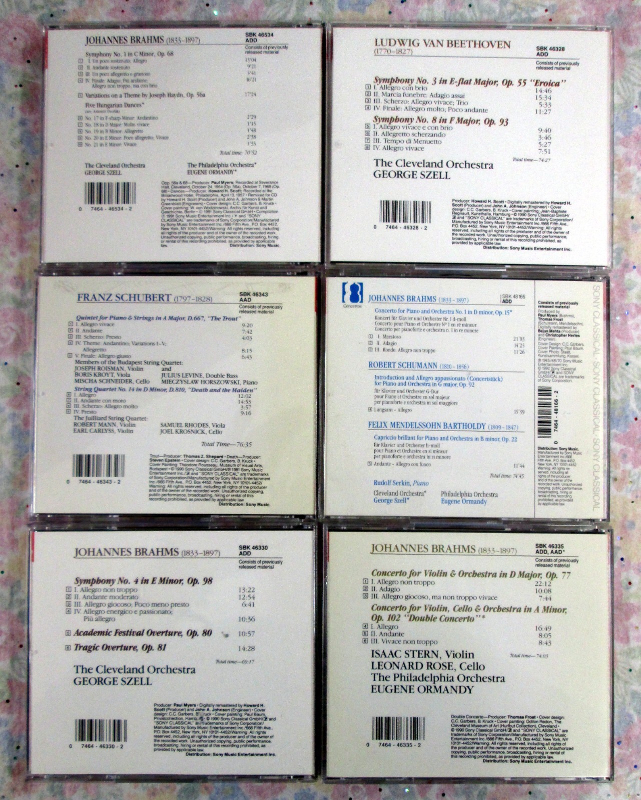 6x SONY ESSENTIAL CLASSICS CD Lot: Brahms/Beethoven+ {See Description ...