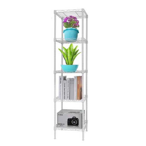 5 Tier Standing Shelving Metal Units, Adjustable Height Wire Shelf ...