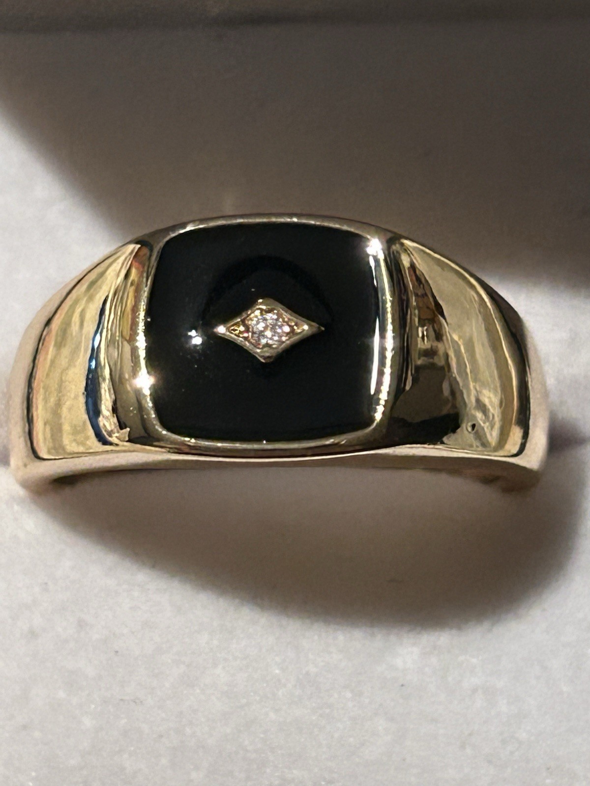Men’s Yellow Gold P. Ring Size 10, Square Black Onyx Face, Gold/Black ...
